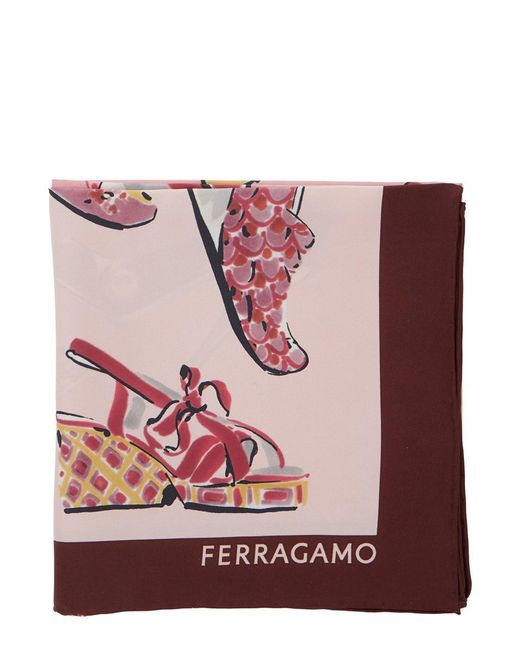 Ferragamo Scarf With All-Over Print And Logo Lettering in Pink | Lyst UK