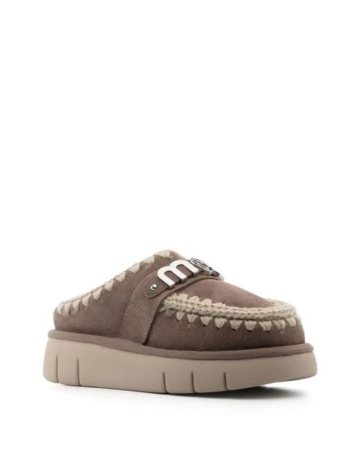 Mou Bounce Clog Metal Logo Shoes in Brown | Lyst UK