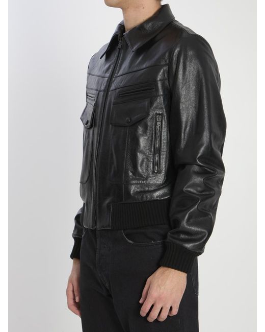Amiri Multi-Pocket Leather Bomber Jacket in Black for Men | Lyst UK