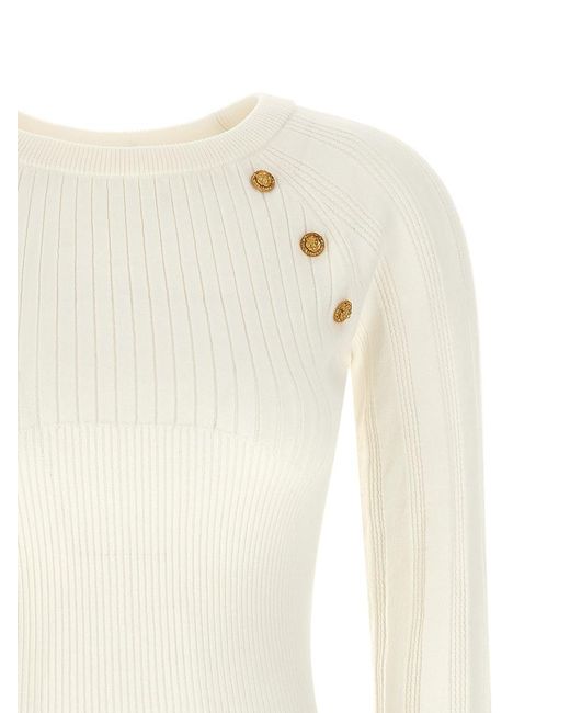 Balmain 3 Buttons Sweater in White | Lyst UK