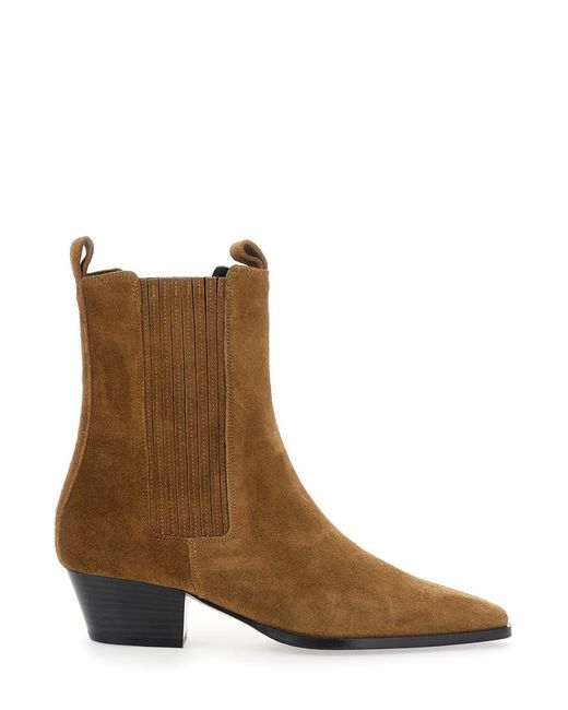 Aeyde Ankle Boots With Elastic Side Panel in Brown | Lyst