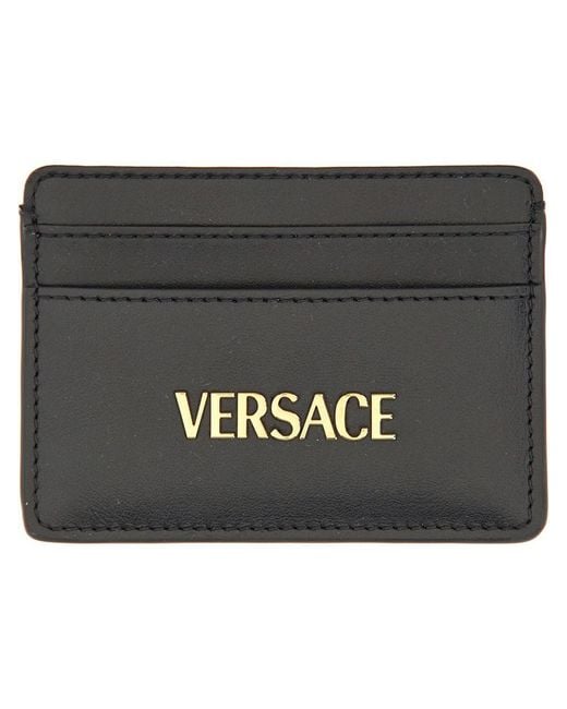 Versace Leather Card Holder in Black | Lyst UK