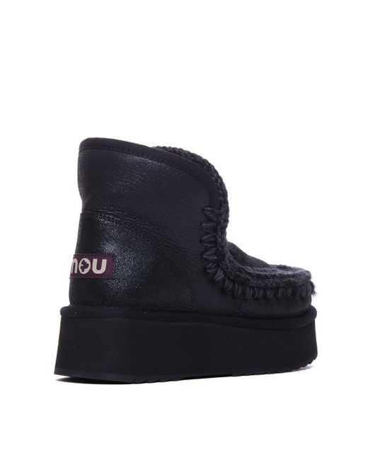 Mou Suede Platform Ankle Boots in Blue | Lyst