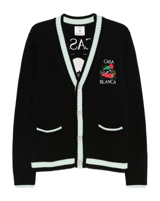 CASABLANCA Cardigan With Embroidered Panel in Black | Lyst UK