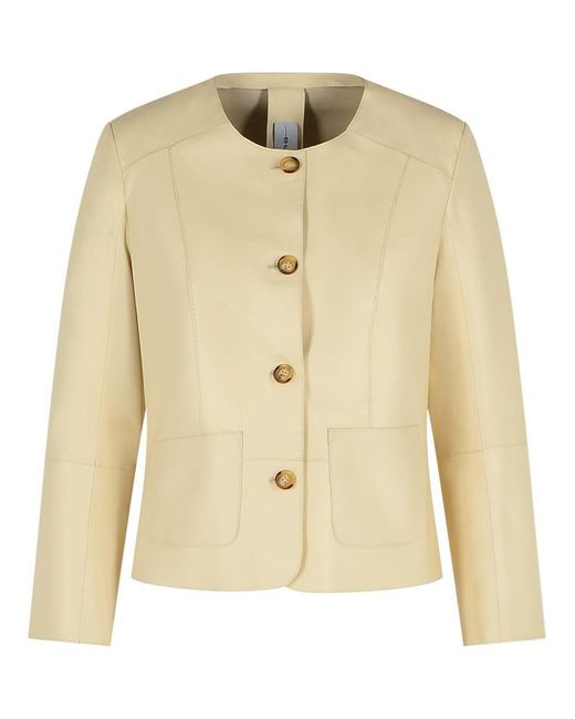 Bully Ivory Leather Jacket in Natural | Lyst