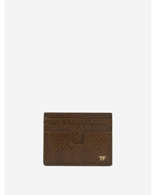 Tom Ford Python Logo Card Holder in Brown for Men | Lyst UK