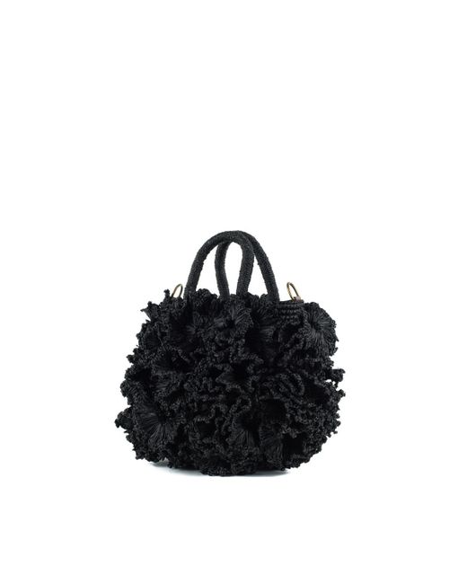 IBELIV Black Raffia Coral Bag | Lyst