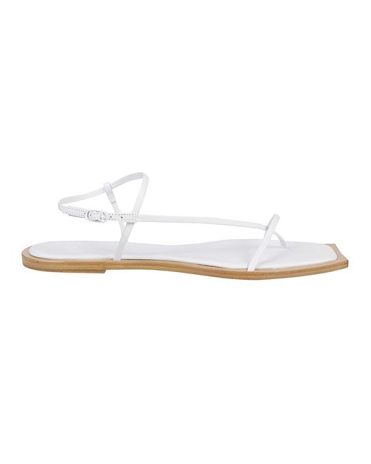 STUDIO AMELIA Lambskin Filament Flat Sandals in White | Lyst