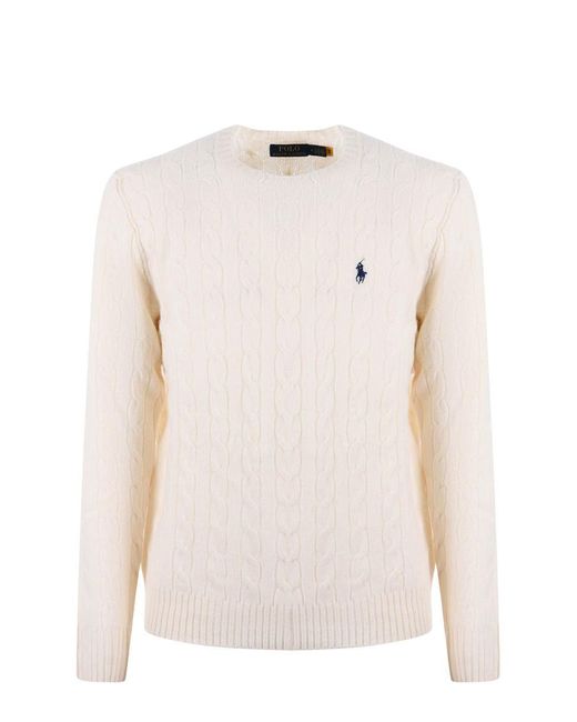 Polo Ralph Lauren Wool And Cashmere Cable Knit Sweater in White for Men | Lyst
