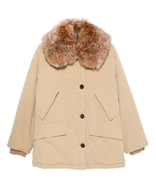 Prada Down Jacket in Natural | Lyst UK
