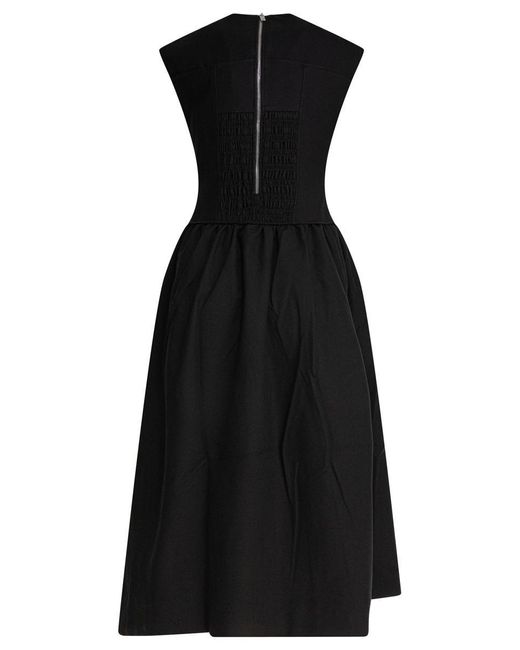 Ganni Heavy Cotton Tailoring Corset Midi Dress in Black | Lyst UK