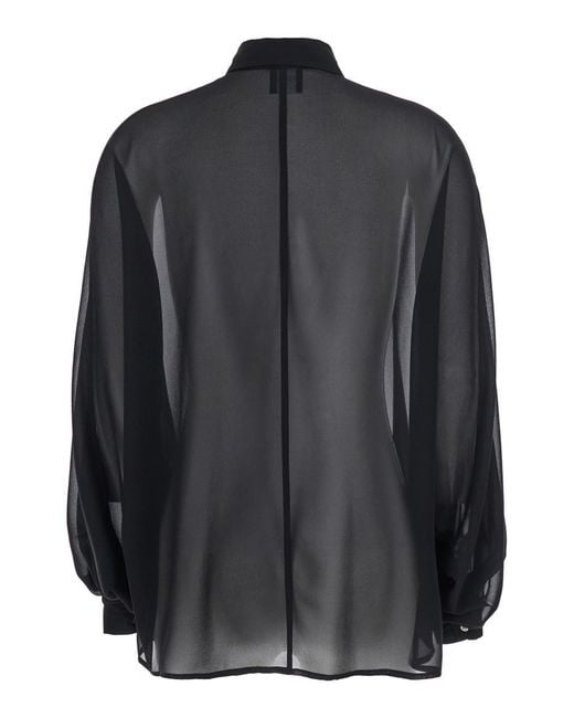 Plain Oversize Blouse With Classic Collar And See-Through Design in ...