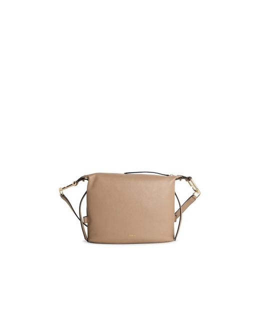 Furla 'Cloud M' 'Greige' Leather Bag in Natural | Lyst UK