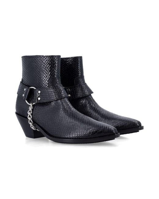 Junya Watanabe Python-Effect Leather Western Ankle Boots With Chain in ...