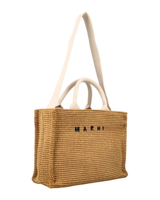 Marni Small Raffia Tote Bag in Natural | Lyst