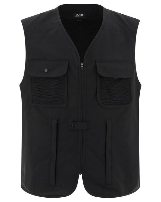 A.P.C. "alban" Vest Jacket in Black for Men | Lyst