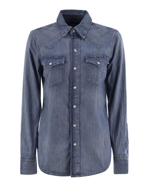 Polo Ralph Lauren Denim Western Shirt in Blue | Lyst