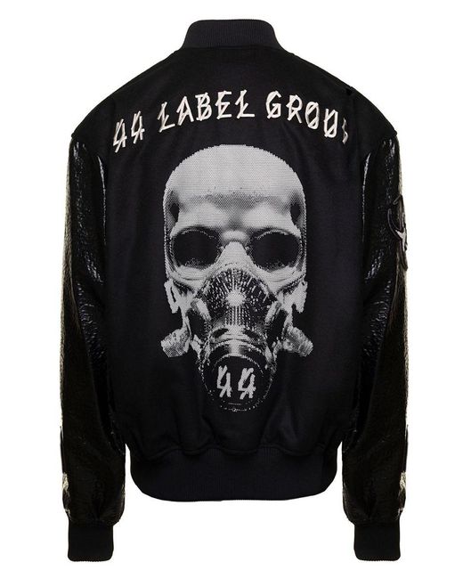 M44 LABEL GROUP Varsity Jacket With Faux Leather Sleeves And Logo Patch ...