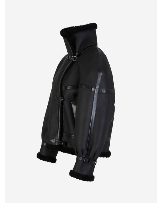 Saint Laurent Leather And Shearling Jacket in Black | Lyst