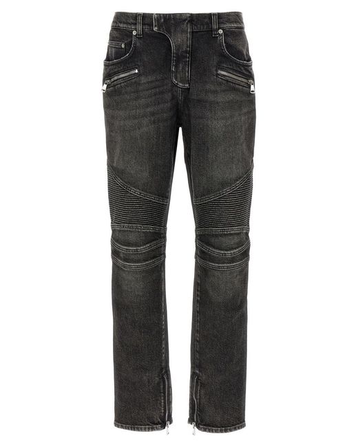 Balmain 'Biker' Jeans in Grey for Men | Lyst UK