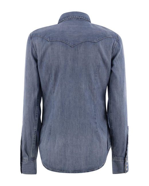 Polo Ralph Lauren Denim Western Shirt in Blue | Lyst