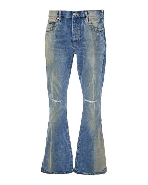 Purple Brand Flared Jeans With Logo Patch On The Rear And Faded Effect ...