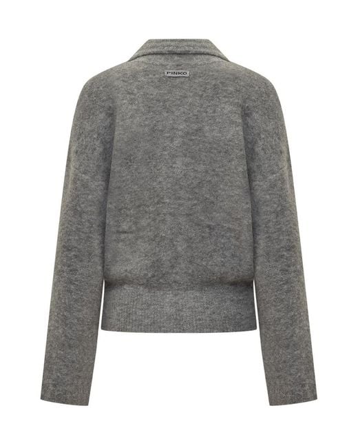 Pinko Wool Jacket With Rhinestones in Grey | Lyst UK