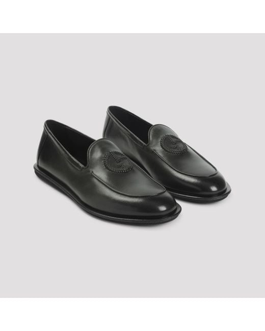Giorgio Armani Minimalist Leather Loafers With Rubber Sole in Black for ...