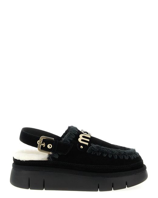 Mou 'Bounce Clog Back Strap' Sabots in Black | Lyst