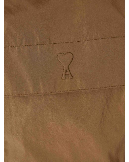 Ami Paris Technical Jacket Logo in Brown for Men | Lyst