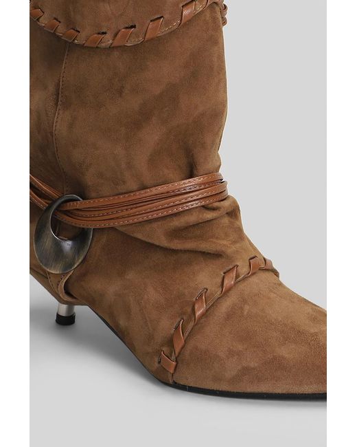 GISÉL MOIRÉ Ariel High Heels Boots in Brown | Lyst UK