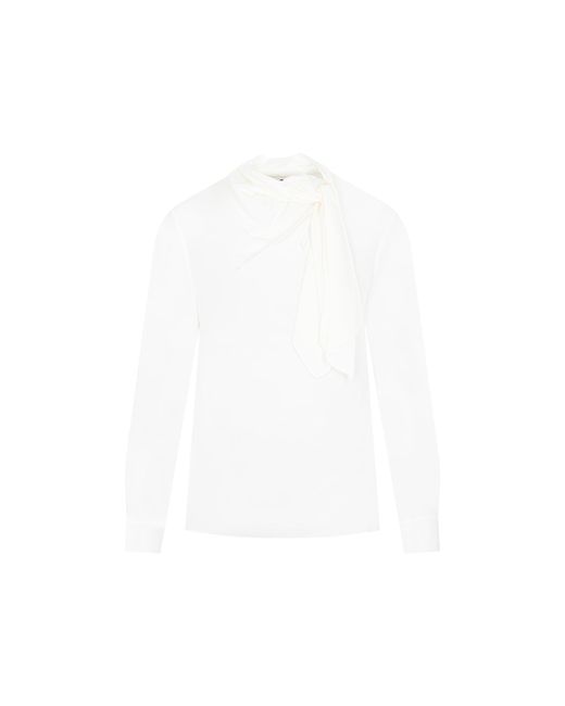 Theory Twist Scarf Blouse Tops In White Lyst
