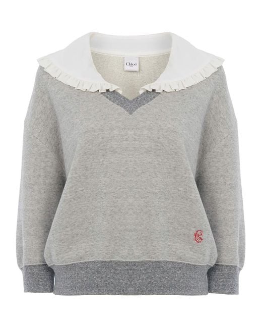 Chloé Collar Sweater in Grey | Lyst UK