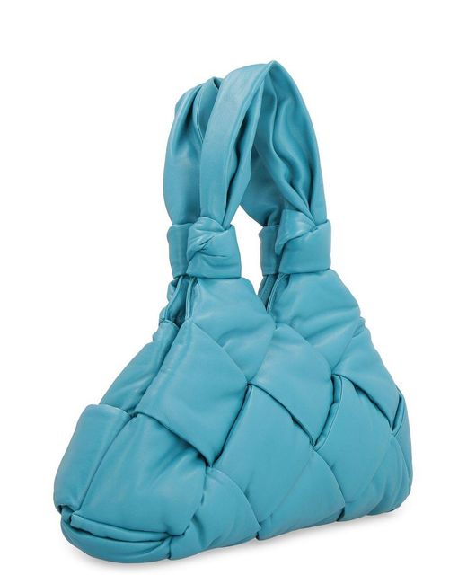 Bottega Veneta Padded Lock Leather Shoulder Bag in Blue | Lyst