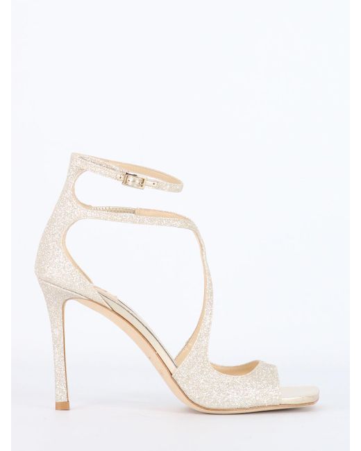 Jimmy Choo Leather Azia 95 Platinum Sandal Lyst