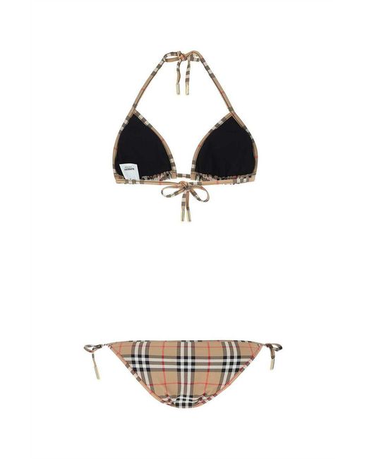 Burberry Check Motif Bikini Set in Metallic | Lyst
