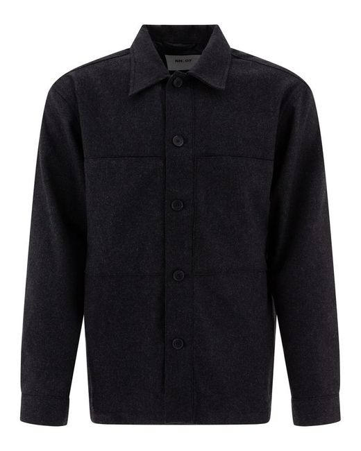 NN07 "Isak" Wool Blend Overshirt in Blue for Men | Lyst