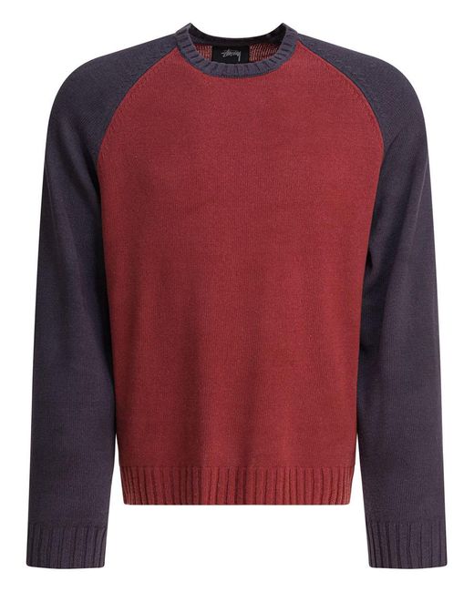 Stussy Colorblocked Raglan Crew in Red for Men | Lyst UK