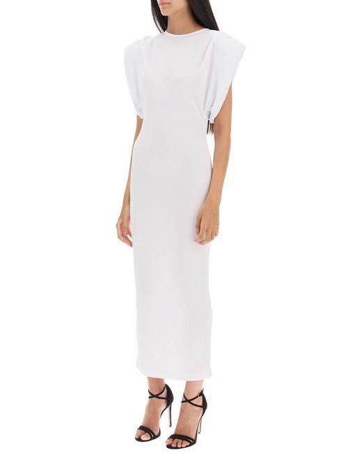 Wardrobe NYC Midi Sheath Dress With Structured Shoulders in White | Lyst