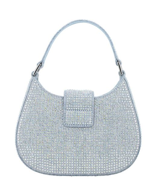 Self-Portrait Blu Rhinestone Crescent Micro Bag in Blue | Lyst
