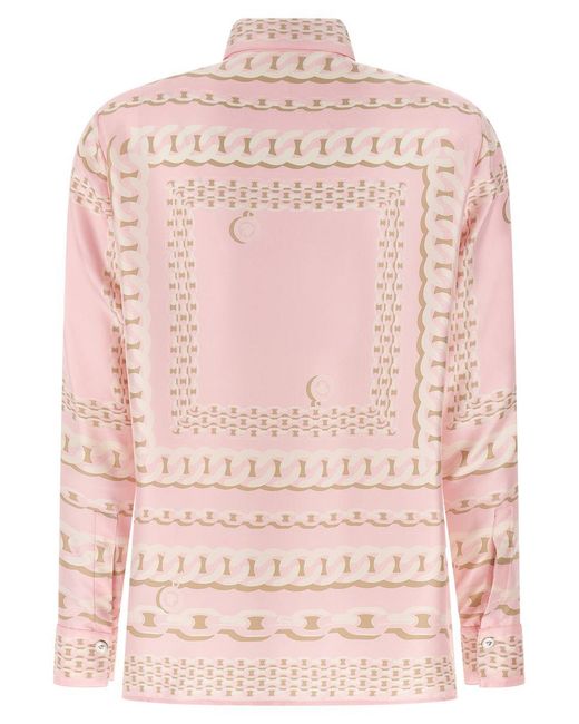 Versace Silk Shirt With Concealed Placket in Pink | Lyst