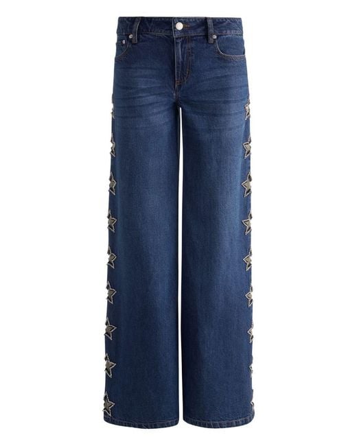 Alice + Olivia Embellished Baggy Jeans in Blue | Lyst UK