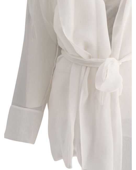 Max Mara Silk Chiffon Jacket in White | Lyst