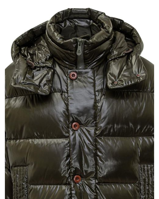 Peuterey Glossy Green Hooded Down Jacket for Men | Lyst