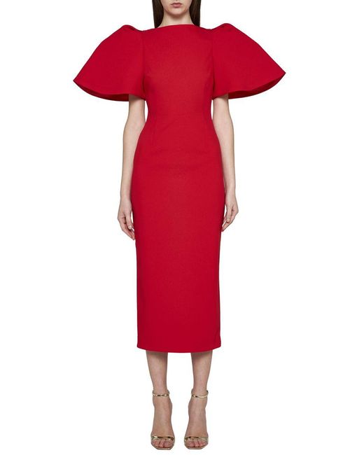 Solace London Lora Midi Dress in Red | Lyst