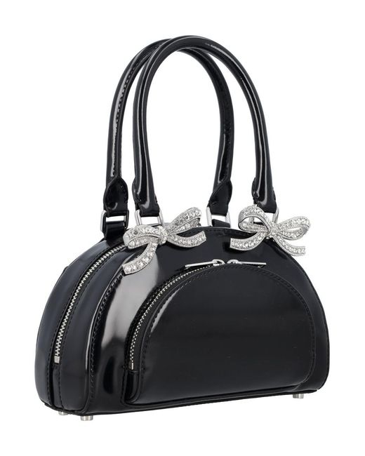 Self-Portrait Curved Mini Tote in Black | Lyst