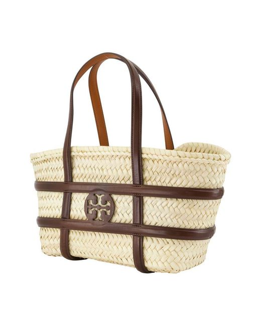 Tory Burch Ella Straw Small Shopper Bag in Metallic | Lyst
