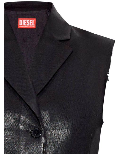 DIESEL Distressed Cropped Button-Up Vest in Blue | Lyst