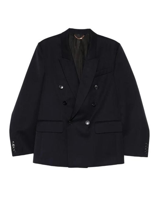 Victoria Beckham Double-Breasted Wool Tailored Jacket in Blue | Lyst UK