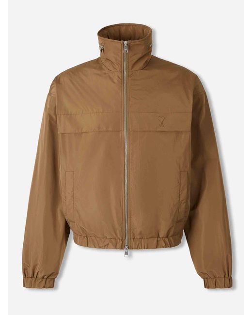 Ami Paris Technical Jacket Logo in Brown for Men | Lyst